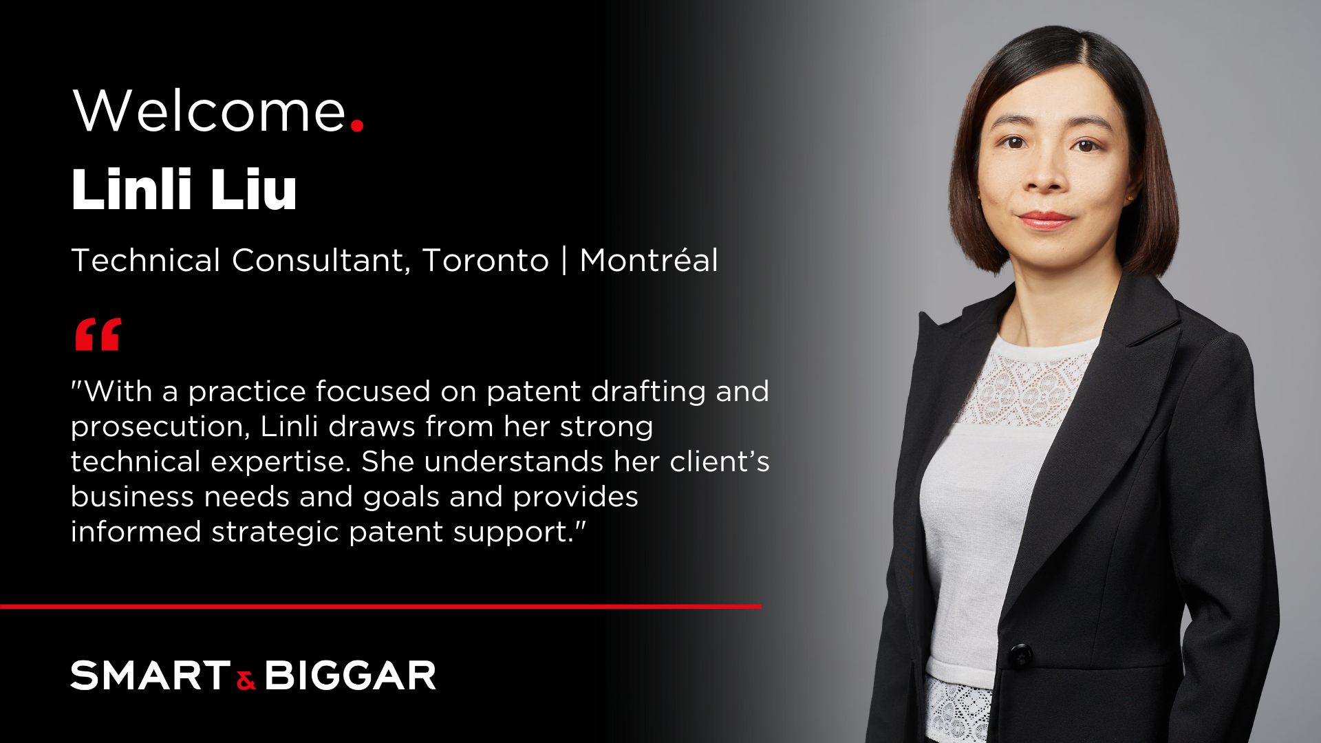 Smart & Biggar welcomes Linli Liu to our patents group